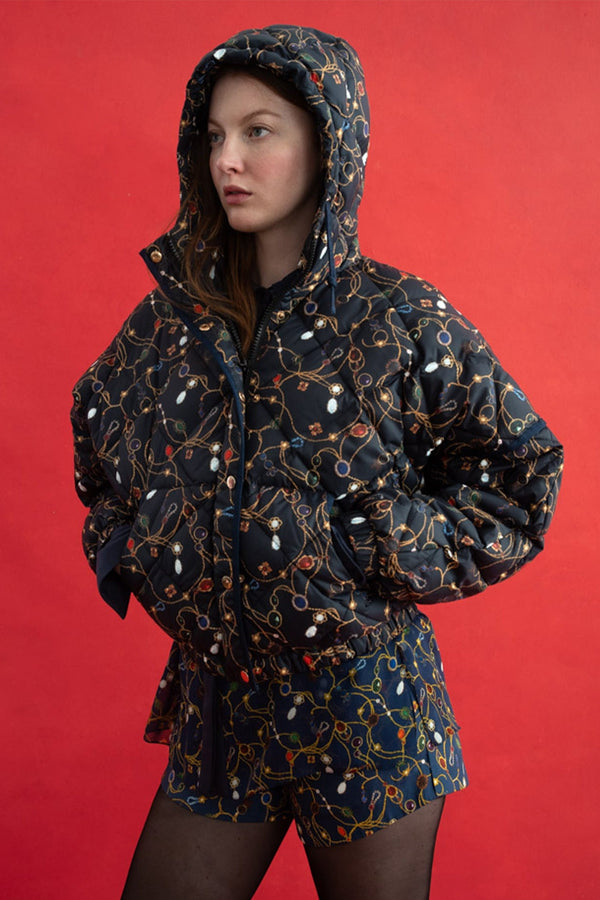 Navy Jewel Puffer Jacket - RachelAntonoff.com